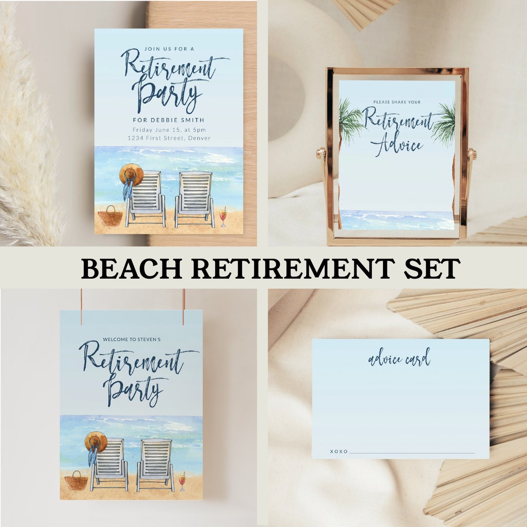 Beach Theme Retirement Party Set - Two Chairs on the Beach With Drinks ...