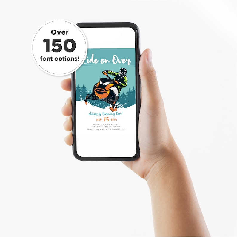 Ride on Over Snowmobile Theme Birthday Party Invitation Template With ...