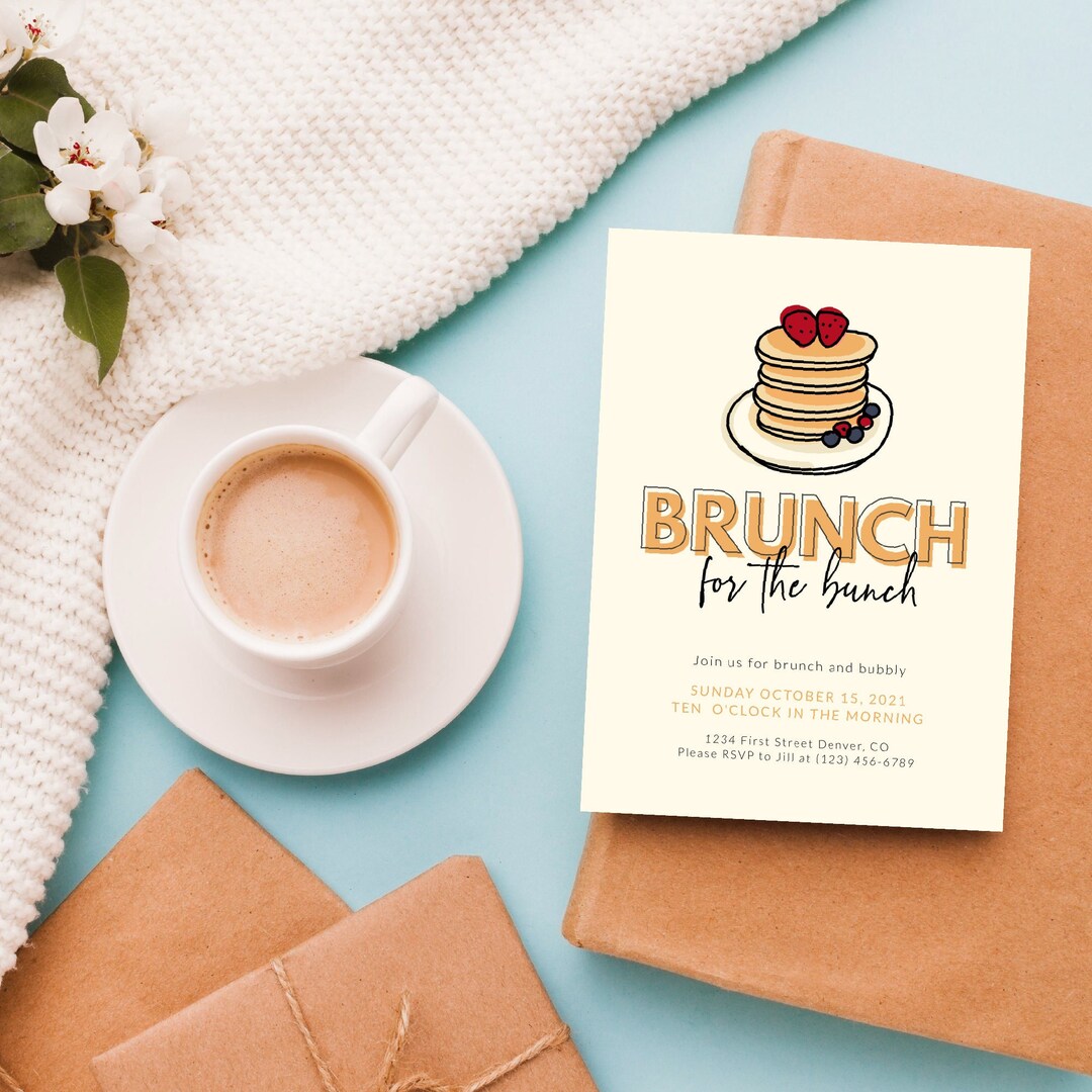 Brunch for the Bunch! Editable Brunch Party Invitation Template With a ...