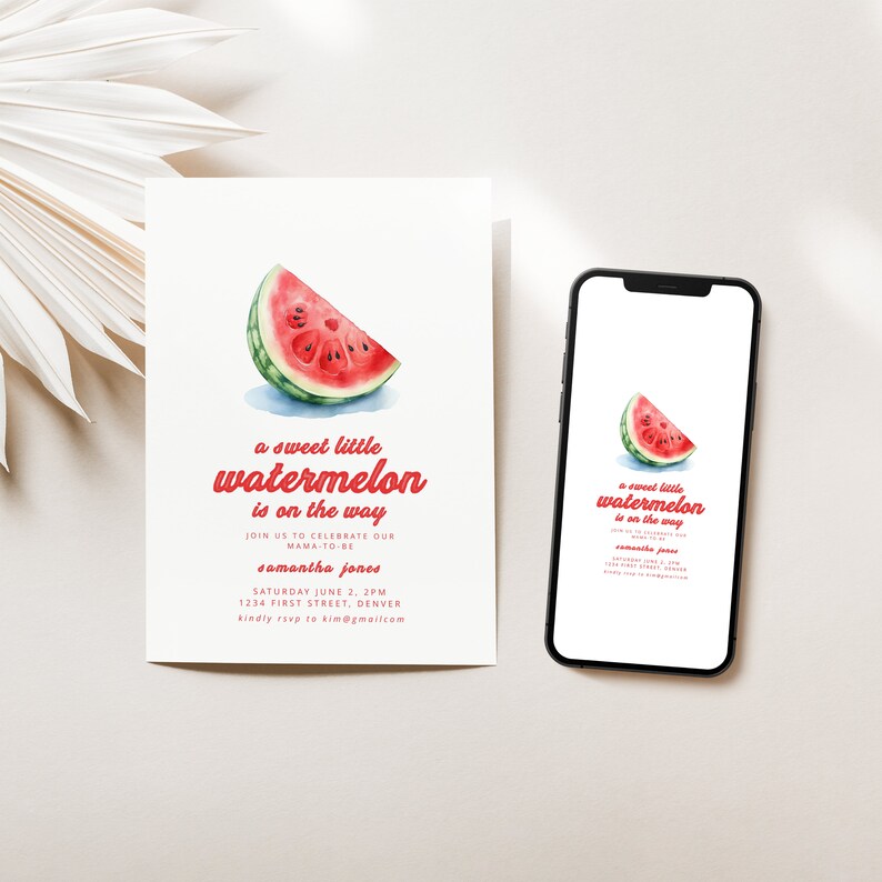 A Little Watermelon is on the Way Spring Summer Baby Shower Invitation ...