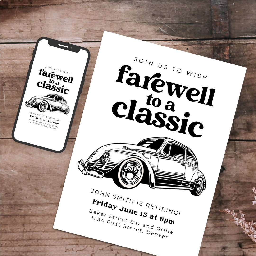 Vintage Car Retirement Party Invitation (instant Download) - Etsy