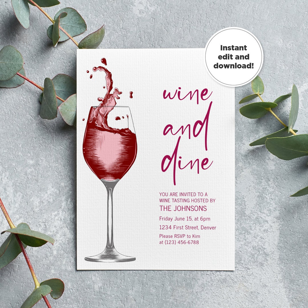 Wine Tasting Invitation Template: Editable Party Invite (digital ...