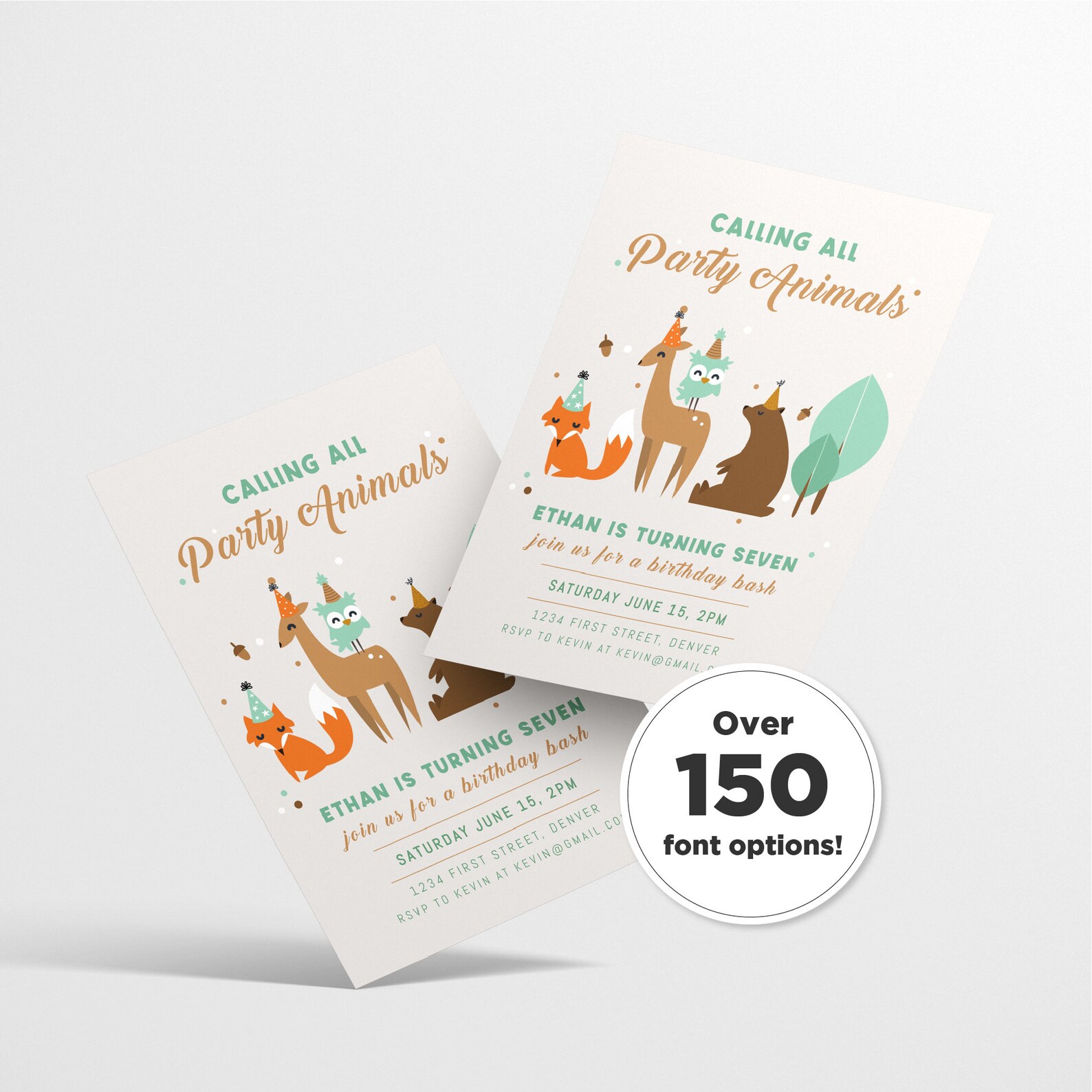 Woodland Animals With Party Hats Forest Animal Theme - Etsy