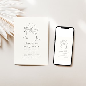 Anniversary Champagne Toast Invitation Template (instant Download) - Etsy