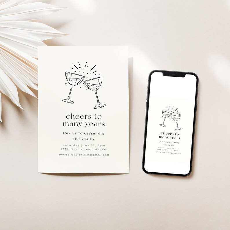 Anniversary Champagne Toast Invitation Template (instant Download) - Etsy