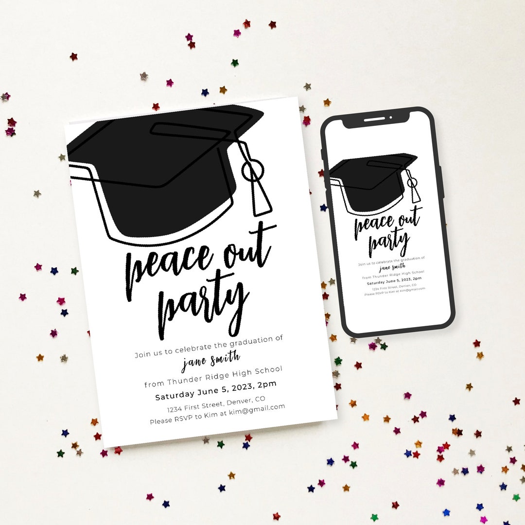 Peace Out Party - Simple and Modern Graduation Party Invitation ...