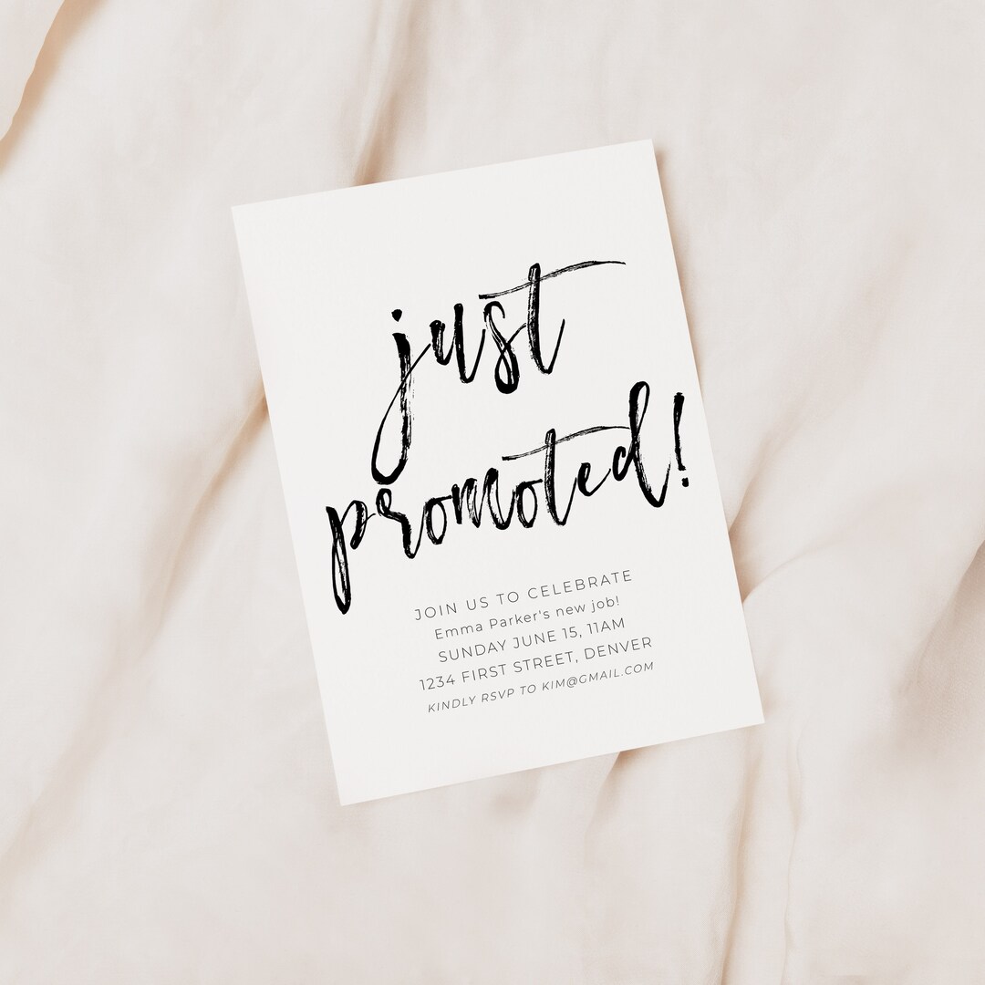 Just Promoted Party Invitation Template: Brush Script (digital Download ...