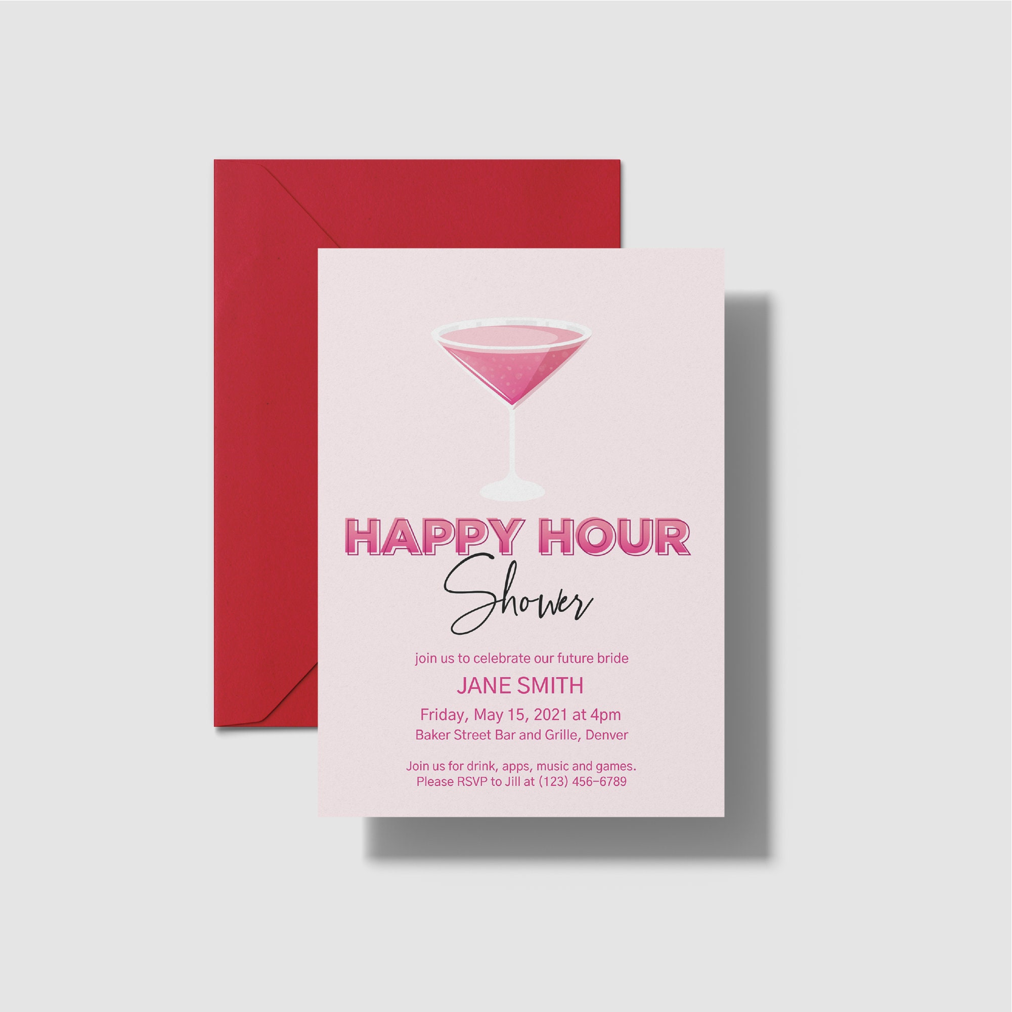 Happy Hour Bridal Shower Invitation Template (editable) - Etsy