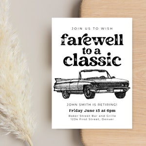 Classic Car Retirement Party Invitation: Vintage Style (instant ...