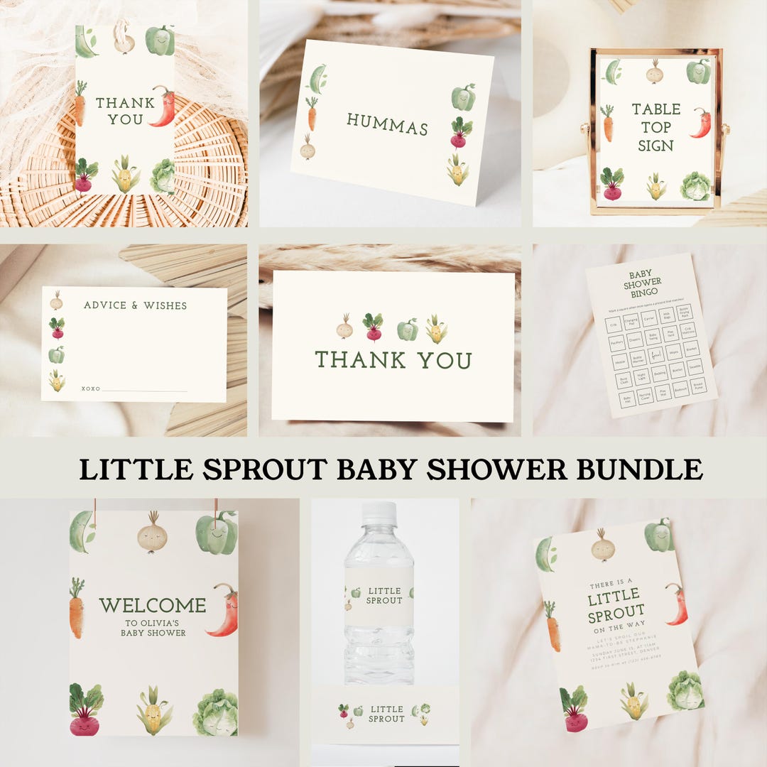 Little Sprout Fruit and Veggie Baby Shower Bundle Set Package - Instant ...