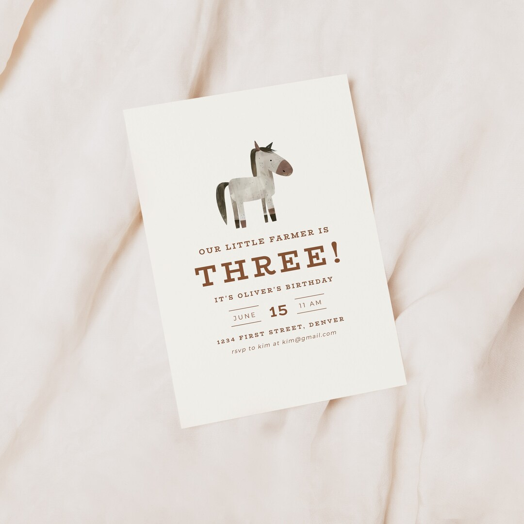 Farm Ranch With Horse Themed Birthday Party Invitation - Instant Edit ...