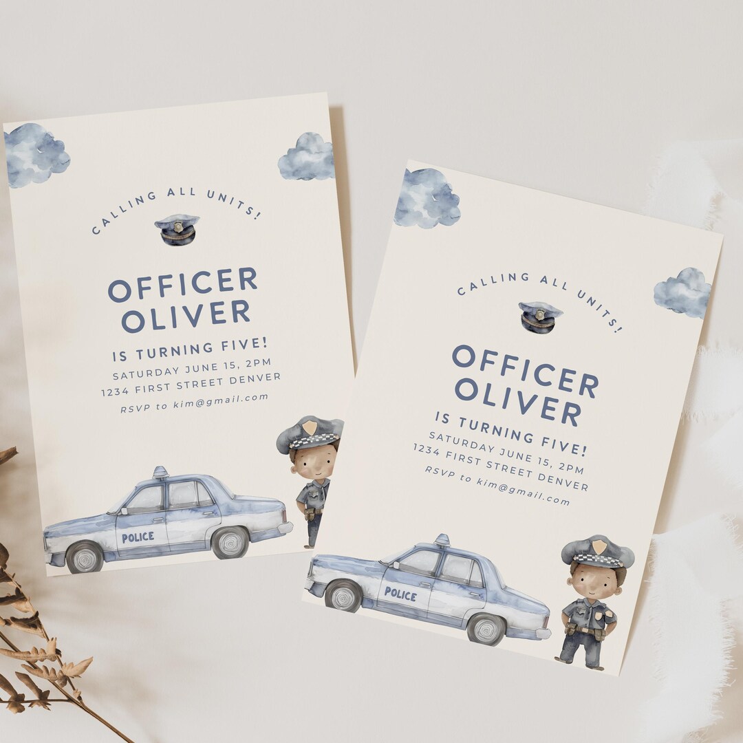 Calling All Units - Police Theme Birthday Party Invitation Template ...