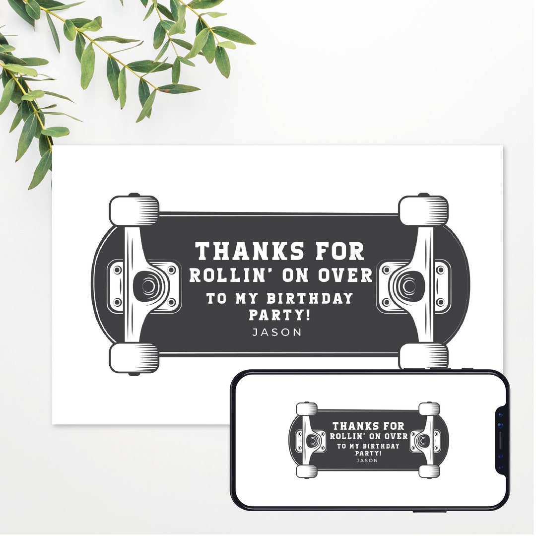 Thanks for Rollin’ on Over Thank You Card - Print or Text - Edit ...