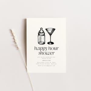 Simple and Modern Happy Hour Shower Bridal Shower Party Invitation ...