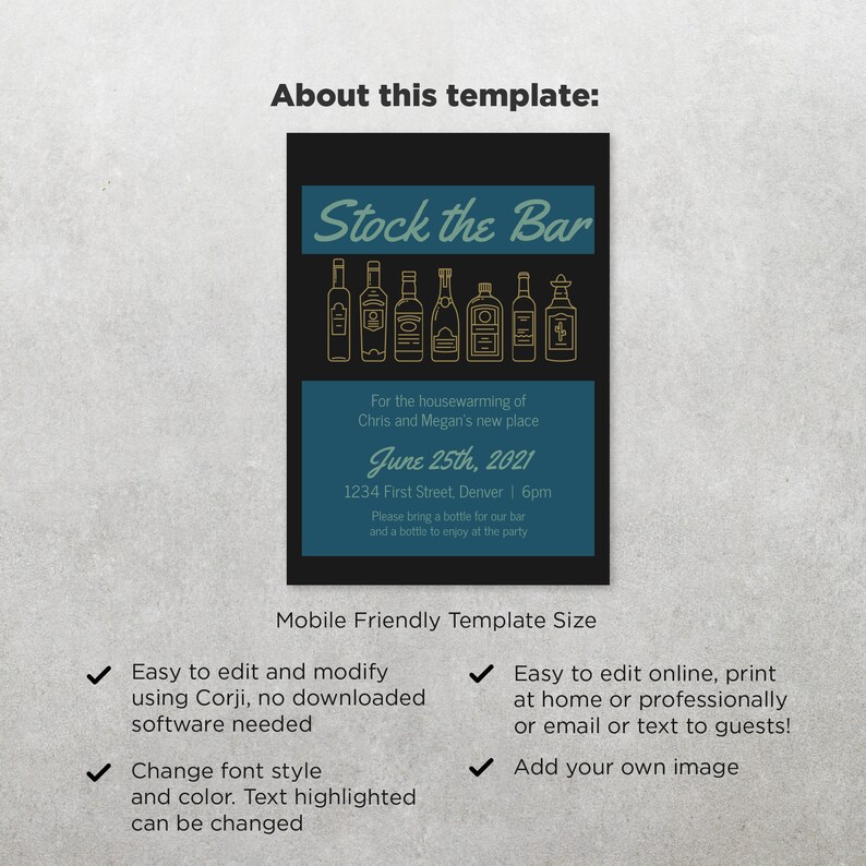 Editable and Customizable Stock the Bar Invitation Template - Edit ...