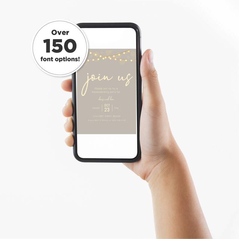 Join Us Party Invitation Template Beige Background With - Etsy