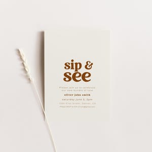 Modern Sip and See Invitation With Photo: Instant Download - Etsy