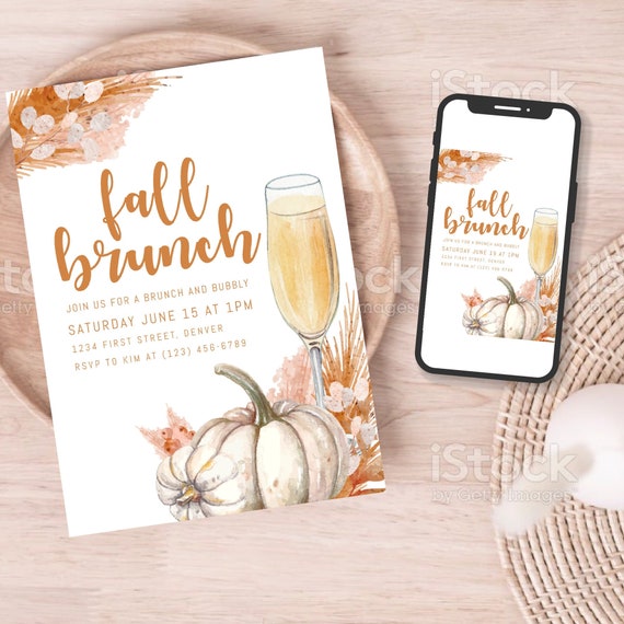 Fall Brunch Party Invitation Template With a Boho Flowers - Etsy