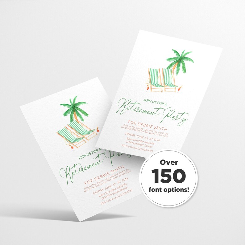 Beach Theme Retirement Party Invitation Template With Two | Etsy