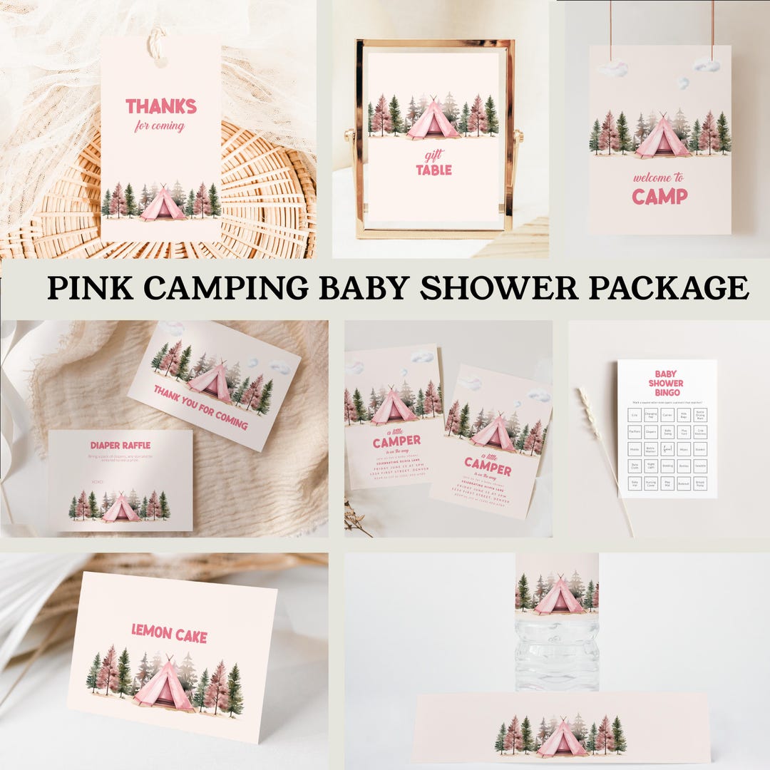 Pink Camping Baby Shower Bundle: Tent Theme (digital Download) - Etsy