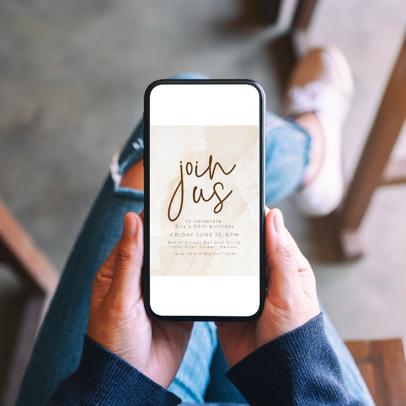 Join Us Party Invitation Template Beige Watercolor Instant Edit and ...