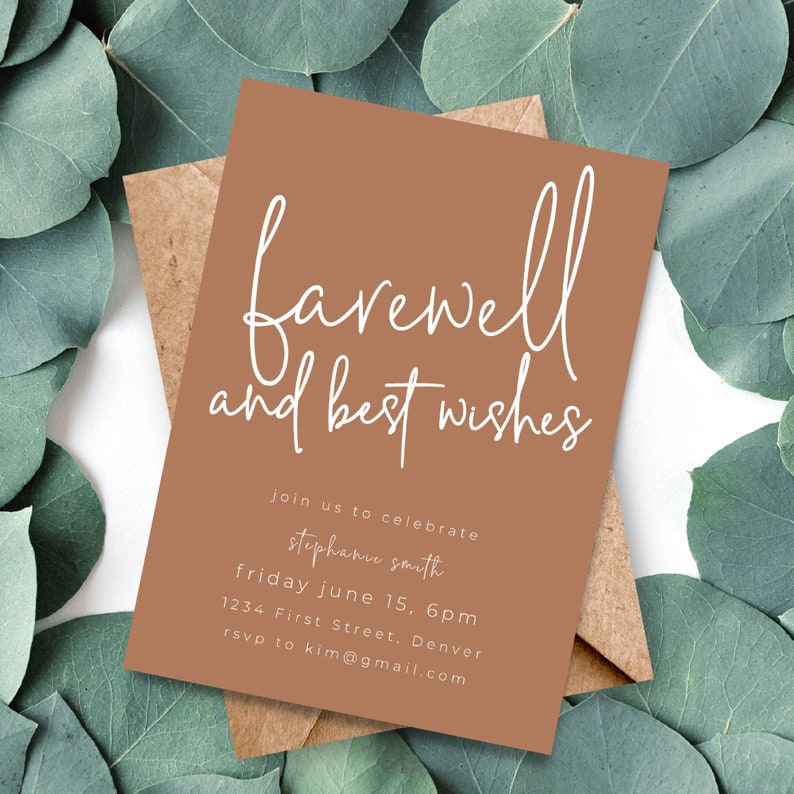 Simple and Modern Farewell and Best Wishes Party Invitation Template in ...