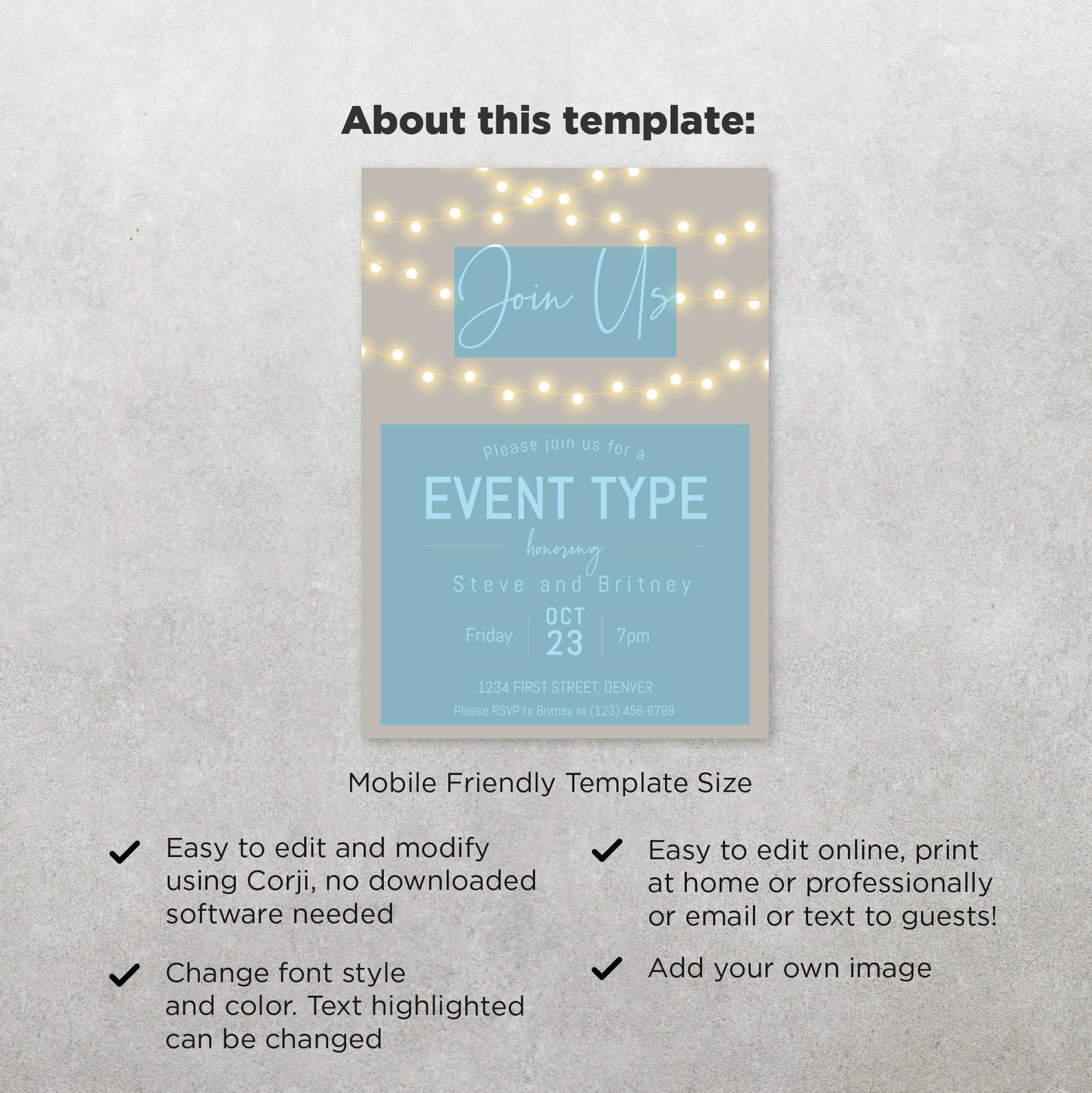 Editable and Customizable Join Us Invitation Template Beige | Etsy