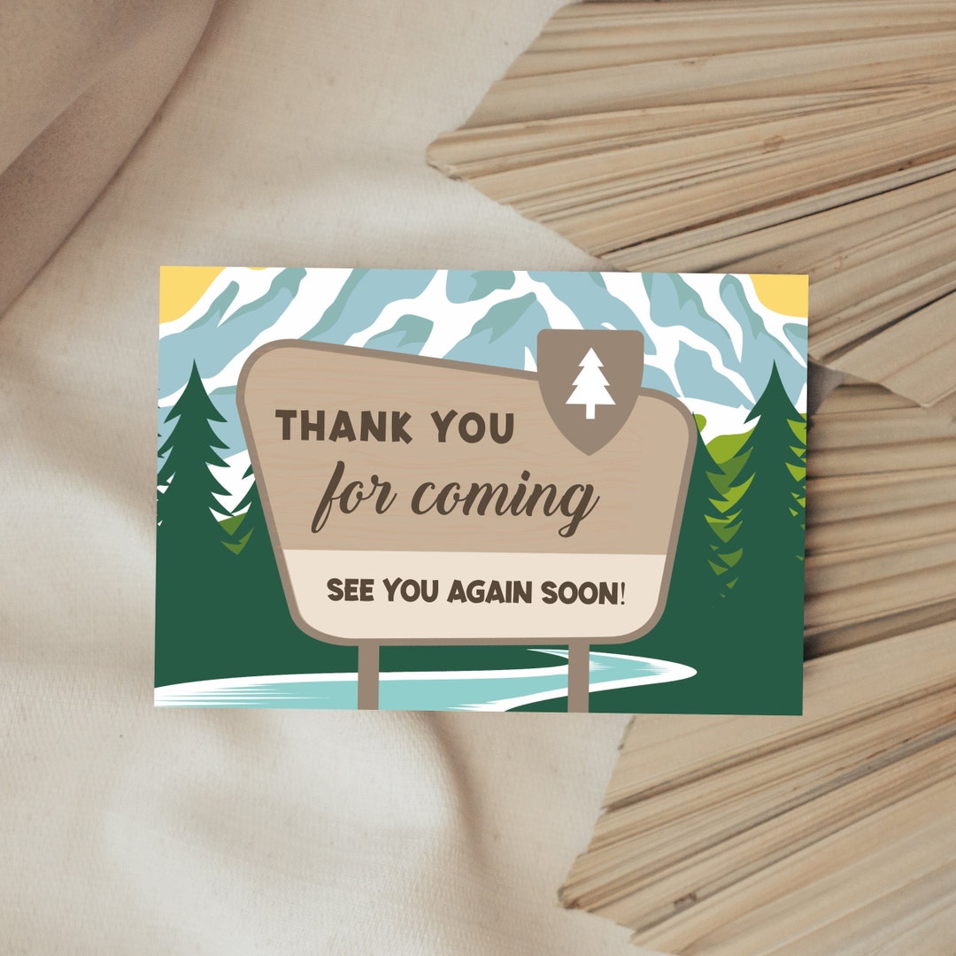 National Park Thank You Card Template: Outdoor Birthday Party (6x4 Inch ...