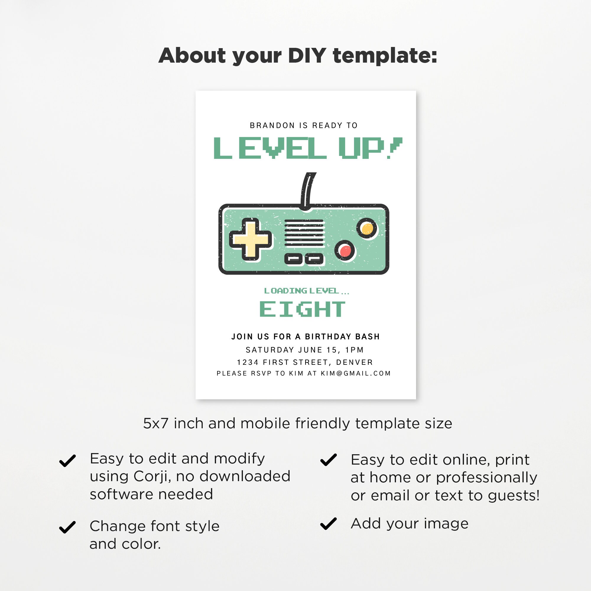 Level up Arcade/gaming Theme Birthday Party Invitation - Etsy