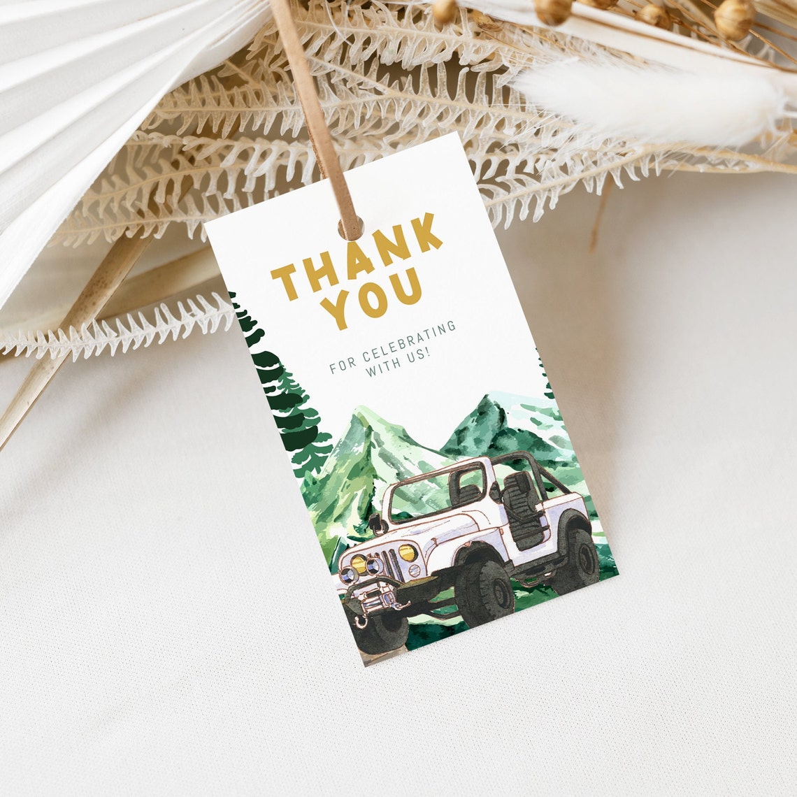 Off-roading Birthday Thank You Tag: Camping Jeep Theme (digital ...