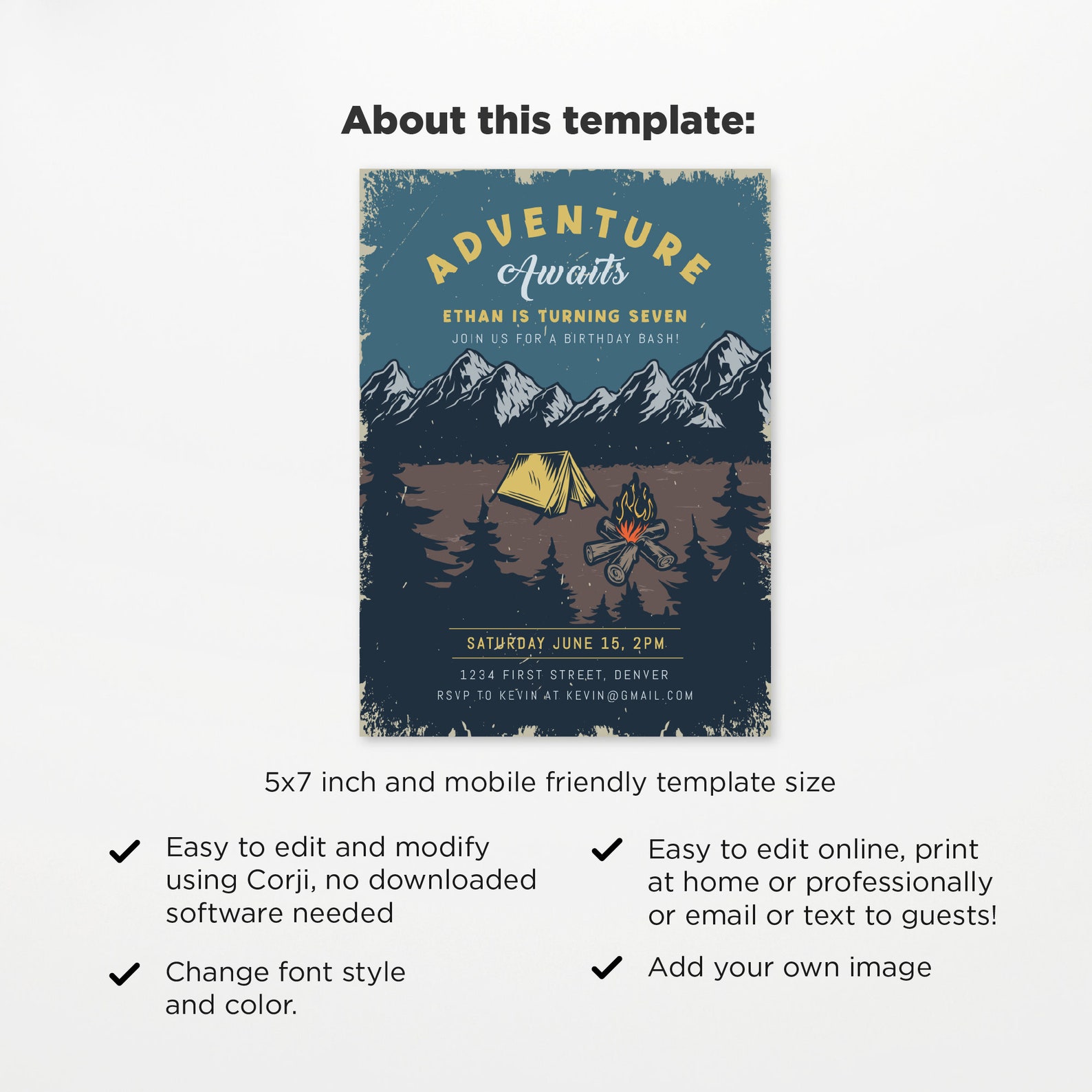 Adventure Awaits Camping Theme Birthday Party Invitation | Etsy