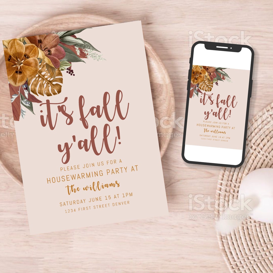 It's Fall Y'all Fall Theme Housewarming Party Invitation Template With ...