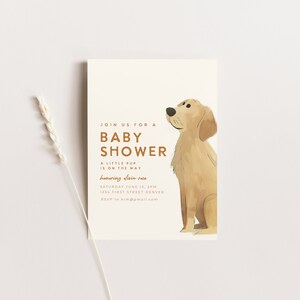 Dog Puppy Themed Baby Shower Invitation Template With Lab Retriever ...