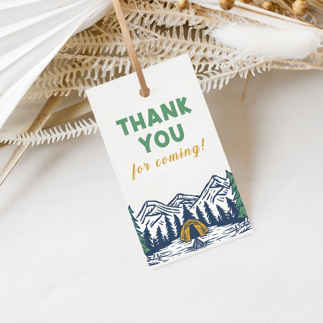 Camping Birthday Thank You Tags: Adventure Awaits (instant Download) - Etsy