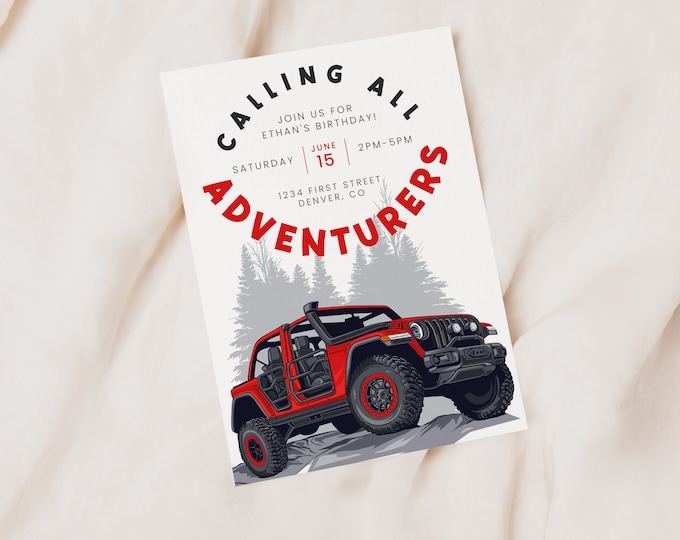 EDITABLE Adventure Birthday Invitation | Forest Plant Card | Outdoorsy ...