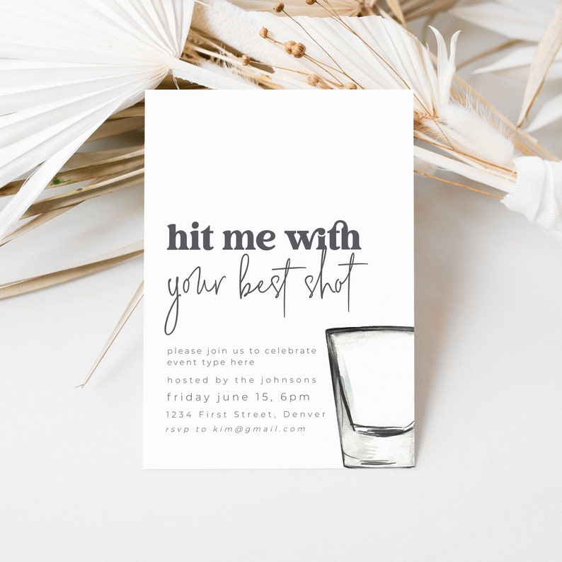 Shot Glass Invitation Template: Housewarming, Birthday (instant ...