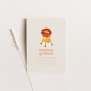 Simple Modern Summer Grill Party With BBQ Invitation Template - Instant ...