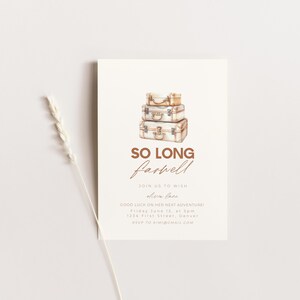 So Long Farewell Moving Relocation Party Invitation Template - Stack of ...