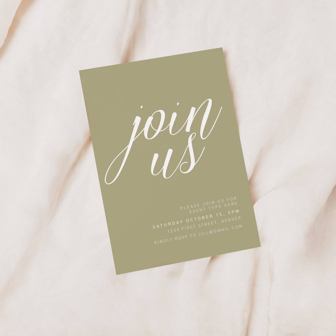 Join Us Party Invitation Template Sage Green - All Occasions ...