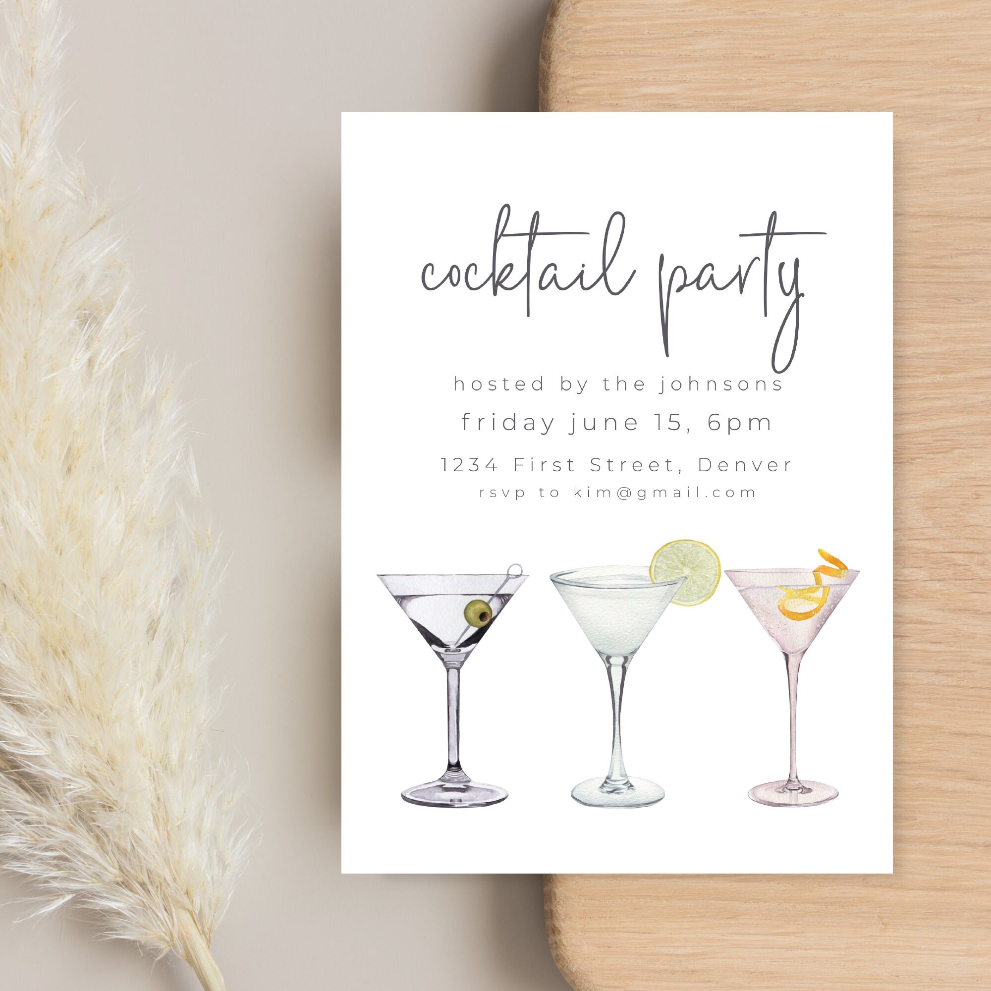 Cocktail Party Invitation Template Martinis Birthday, Retirement ...