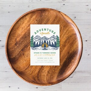 Adventure Awaits - Camping Theme Birthday Party Invitation Template ...