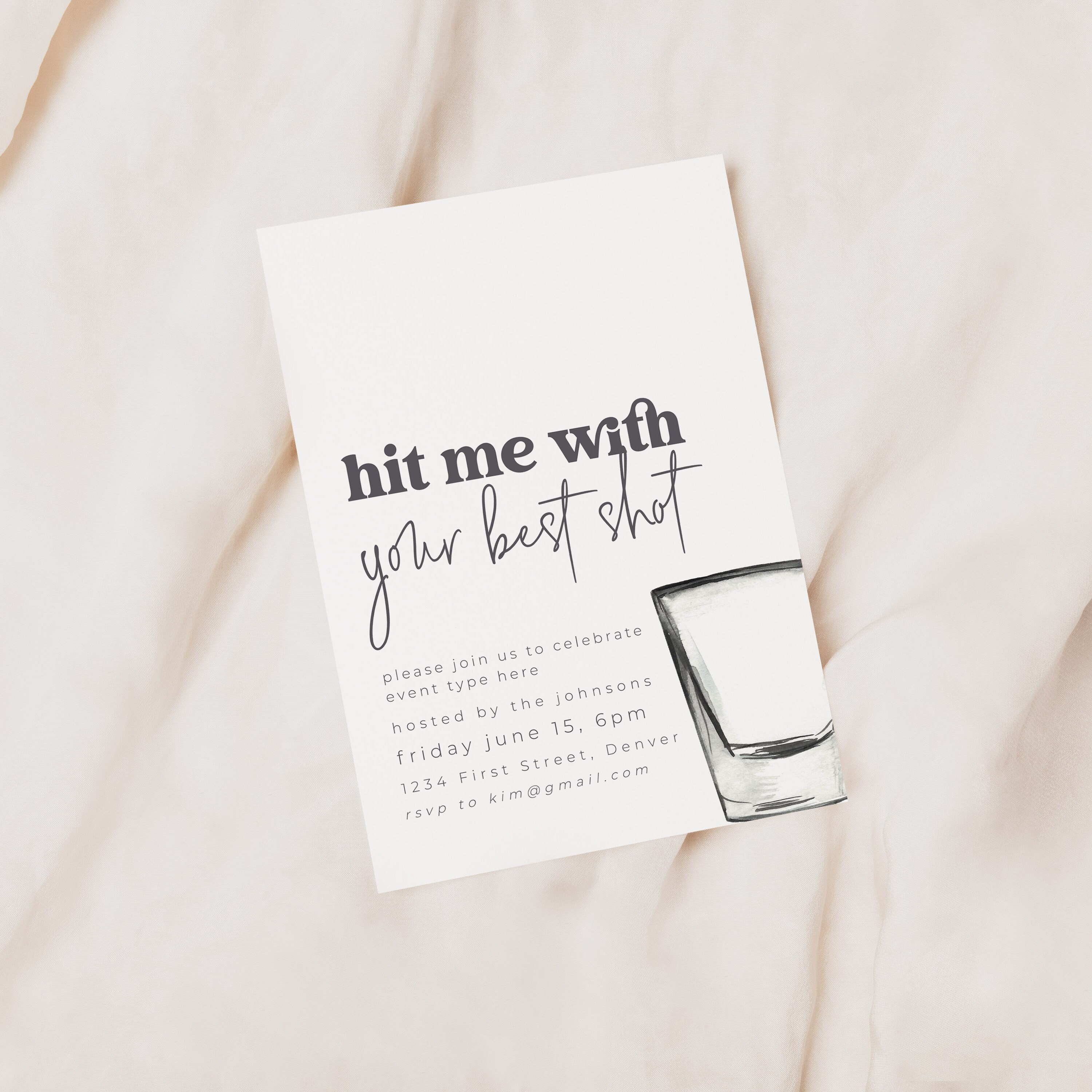Shot Glass Invitation Template: Housewarming, Birthday (instant ...