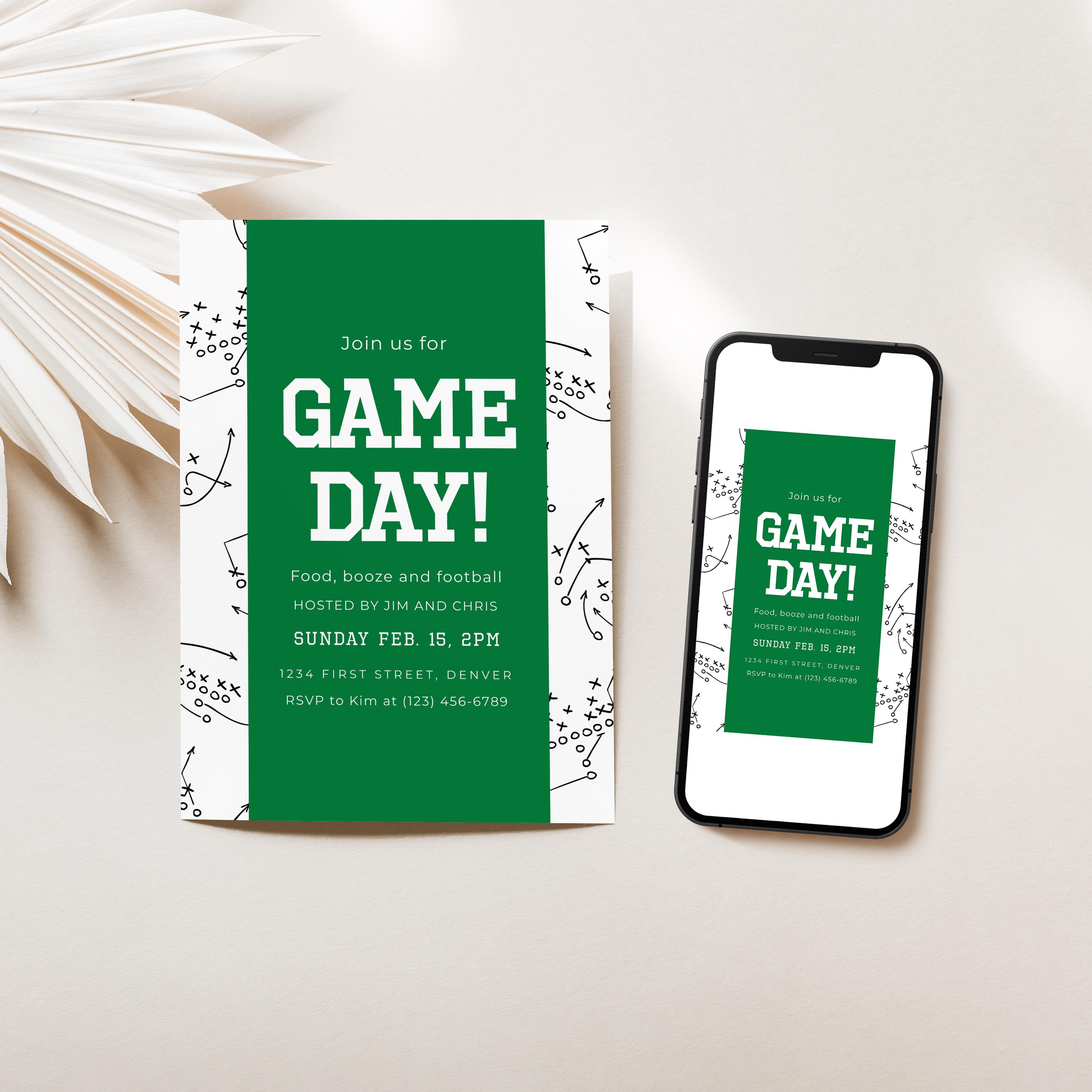 Football Party Invitation Template: Game Day, Instant Download - Etsy