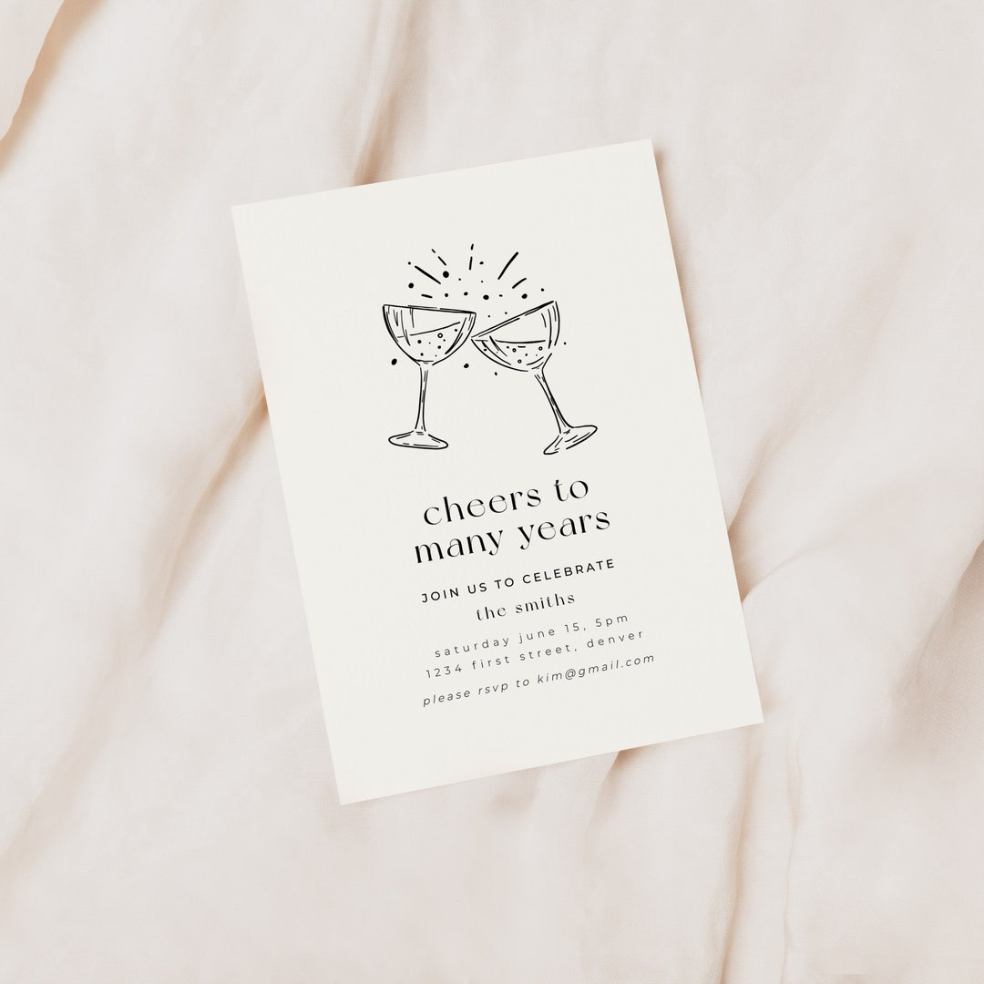 Anniversary Champagne Toast Invitation Template (instant Download) - Etsy