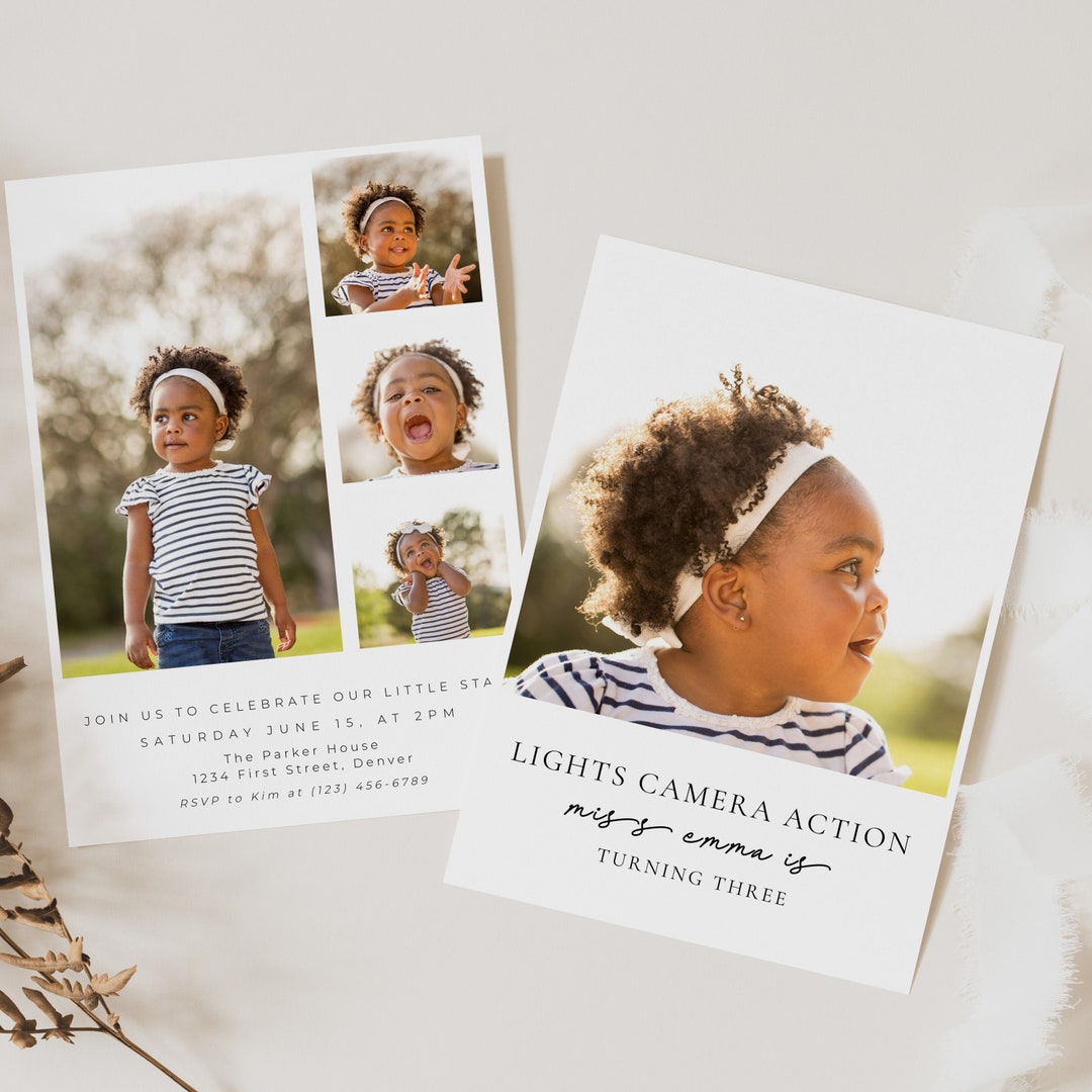 Lights Camera Action Birthday Party Invitation With Images - Instant ...