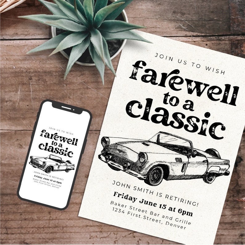 Farewell to a Classic Retirement Party Invitation With - Etsy