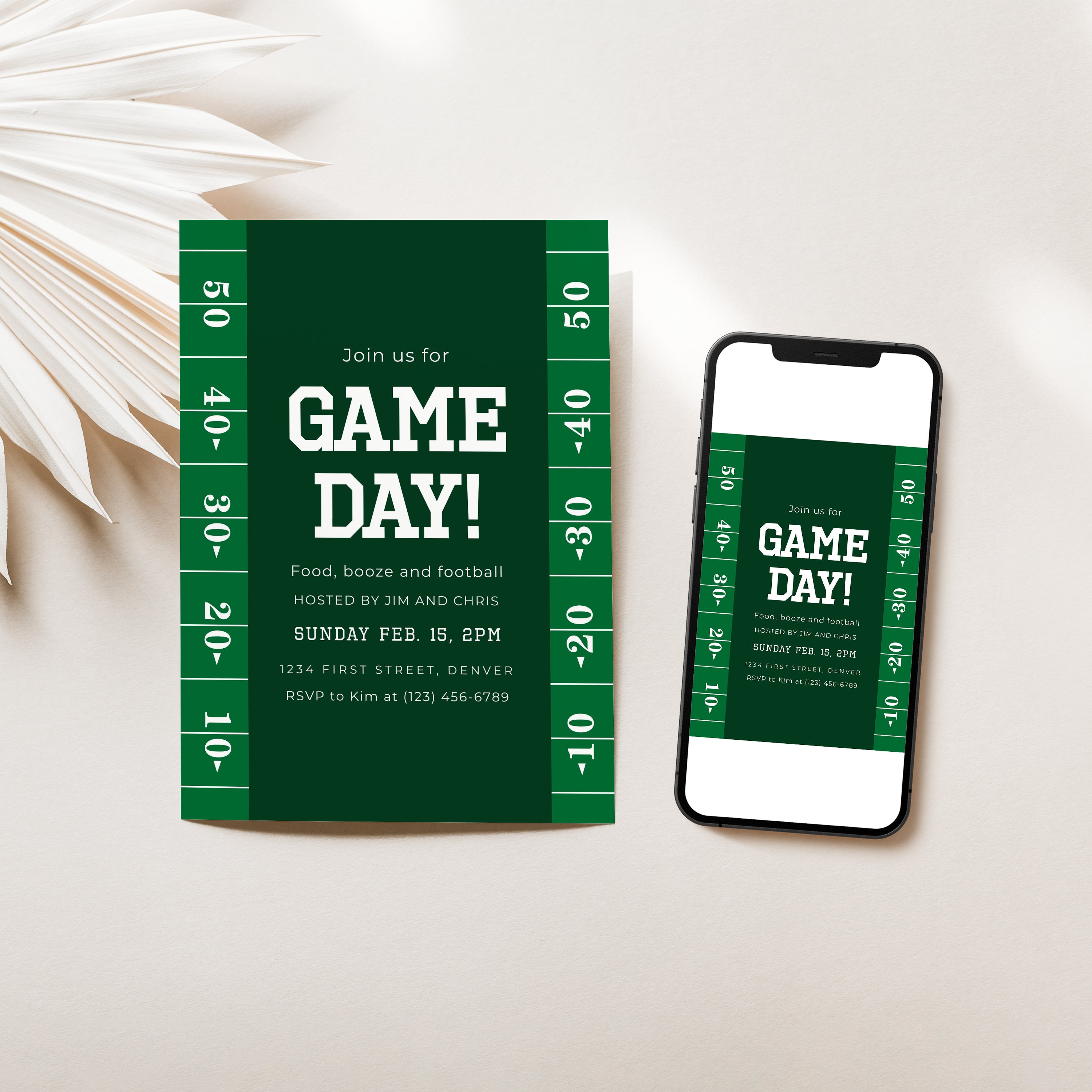 Join Us for a Game Day - Football Theme Party Invitation - Instant Edit ...