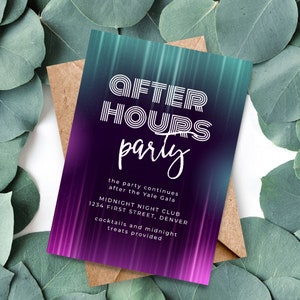 After Hours Party Invitation Template With Neon Lights - Engagement ...