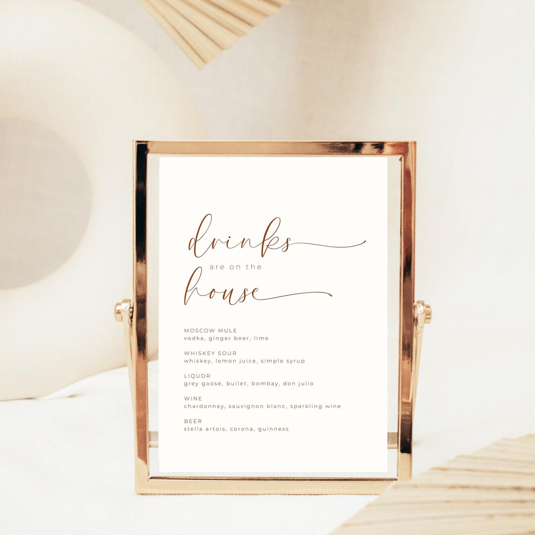 Signature Drinks Sign: Table Top Bar Menu (digital Download) - Etsy