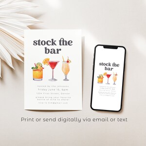 Simple Stock the Bar Invitation Template With Colorful Cocktails and ...